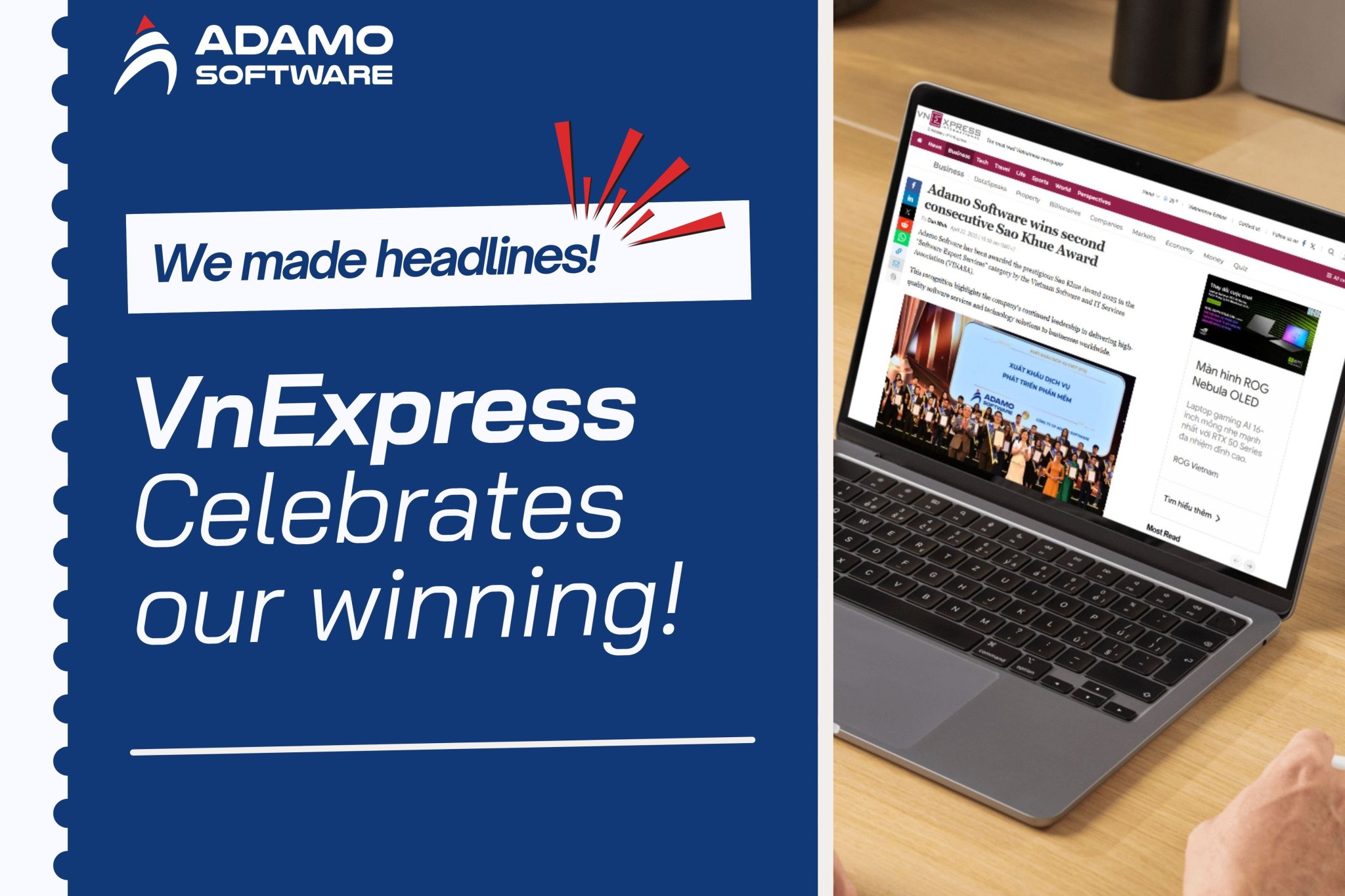 VnExpress honors Adamo Software winning Sao Khue Award Software Outsourcing excellence | Adamo ...