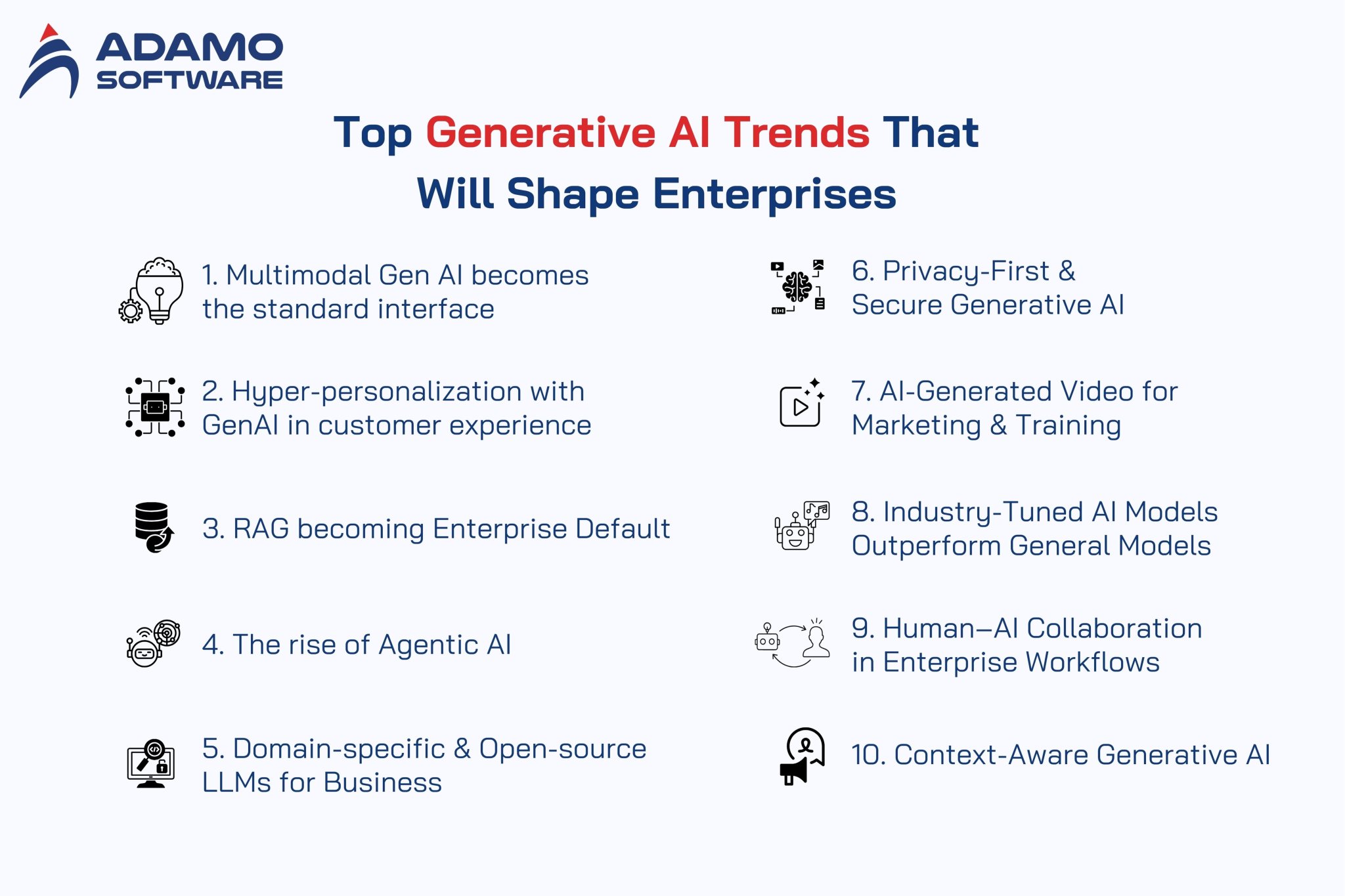 Generative AI Trends 2026: Top use cases, technologies & business impact | Adamo Software